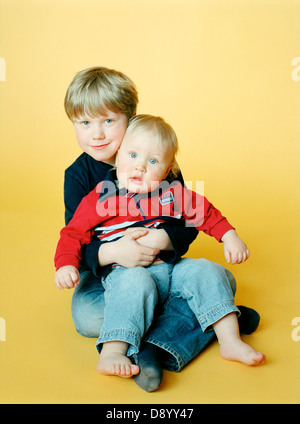 Portrait of two cute brothers Stock Photo - Alamy