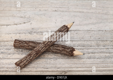 Tree trunk pencils Stock Photo - Alamy