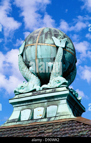Work against low angle view of city buildings on sunny day Stock Photo ...