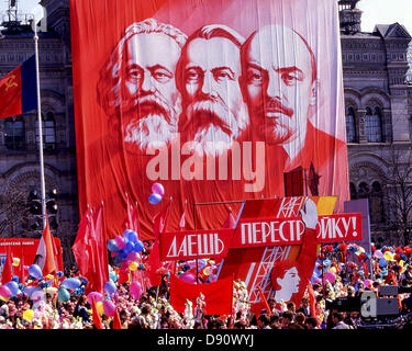May 1, 1987 - Moscow, RU - A huge banner depicting Communist ...