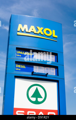 maxol filling station roadside sign with prices northern ireland Stock ...