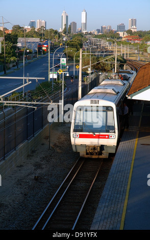 Morning commuter train into the city Meltham Station Perth Western ...
