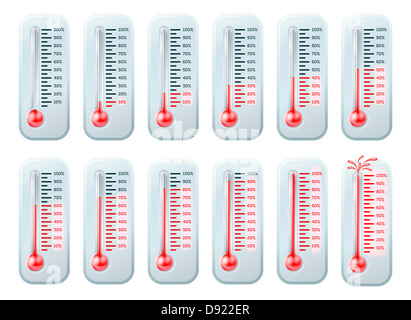Illustration of a thermometer with the red alcohol bursting through the ...