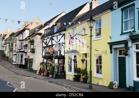 Modbury, South Devon, England, UK. May 2019. The market town of Modbury ...