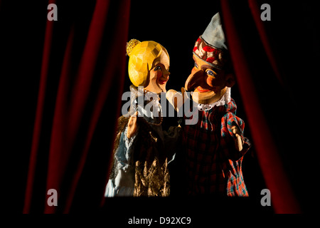 A scene from the Punch and Judy show, a traditional puppet theater ...