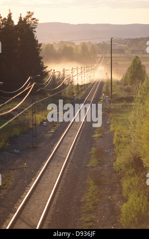 Railway tracks, electric lines, metal rails on which electric trains ...