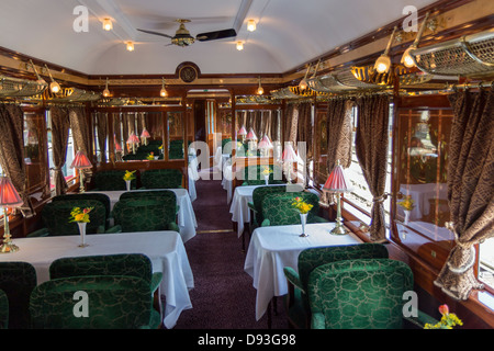 Venice Simplon Orient Express train, dressed table in the dining ...