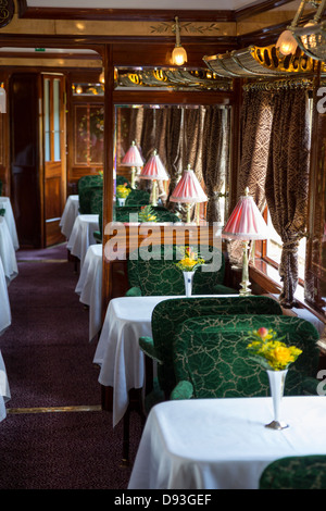 Venice Simplon Orient Express train, dressed table in the dining ...