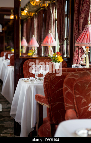 Venice Simplon Orient Express train, dressed table in the dining ...