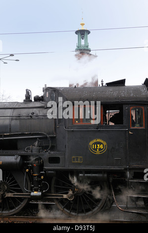 An old black steam engine, Sweden Stock Photo - Alamy