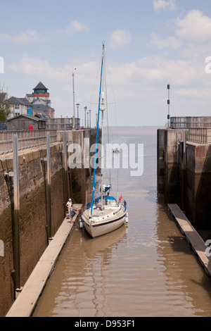 Lock gates at Portishead Marina Stock Photo - Alamy