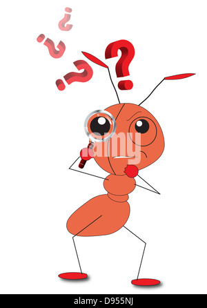 Cartoon ant has a question. A question mark above his head Stock Photo ...