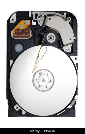 Opened computer hard drive on a table prepared to be fixed Stock Photo ...
