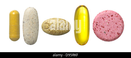 row of vitamins cut out onto a white background Stock Photo - Alamy