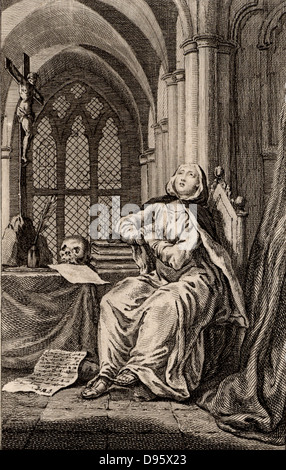 Abelard and Heloise. French scholar and nun embracing in the ...