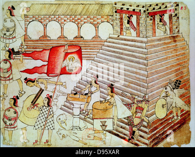 Aztec warriors defending the temple of Tenochtitlan against ...