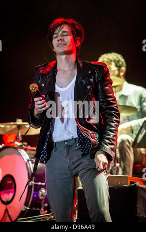 Jack Antonoff, of Fun, performs with his band Bleachers dressed up as ...