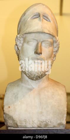 Sculpted marble portraiture of Pericles, former ruler of Athens. Roman ...