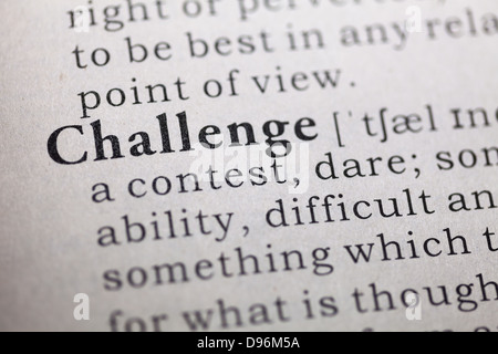 Dictionary definition of the word Challenge Stock Photo - Alamy