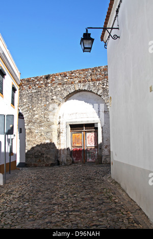 Evora, Portugal, detail of a house with traditional azulejo panels ...