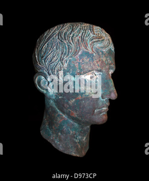 Bronze head from an over life-sized statue of Augustus (the Meroe Head ...