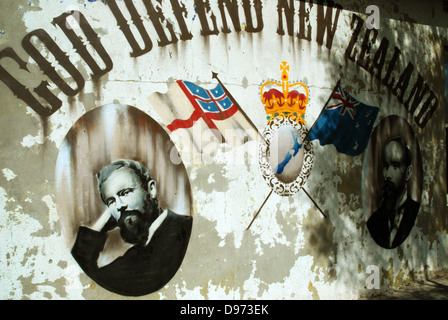 God Defend New Zealand Mural, Auckland, New Zealand Stock Photo - Alamy