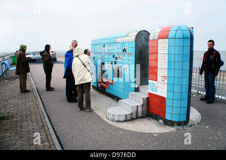 Breezanddijk, Afsluitdijk causeway, memorial Cornelis Lely Stock Photo ...