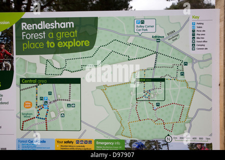 Leisure map for visitors to Rendlesham Forest, Suffolk, England Stock ...