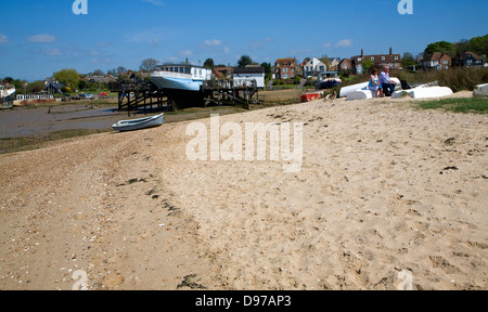 Houseboats on shoreline at West Mersea. Mersea Island. Essex. England ...