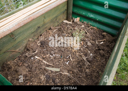 Compost bin in the garden. Composting pile of rotting kitchen fruits ...