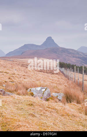 The rugged Stac Pollaidh (stack polly) mountain from the Summer Isles ...