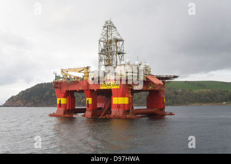 Oil drilling rig Stena Don Semi submersible vessel Invergordon Cromarty ...