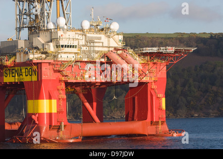 Oil drilling rig Stena Don Semi submersible vessel Invergordon Cromarty ...