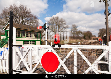Old British wooden level crossing gates and warning signs. UK Stock ...