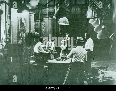 Film set during the filming of a Silent era film. Circa 1925 Stock ...