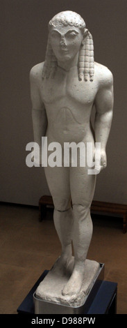 Greek Kouros (youth) from Delphi, Greece circa 570 BC. A kouros (plural ...
