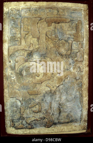 Lintel 25, Maya, about AD 725. On the second lintel at Yaxchilan, the ...