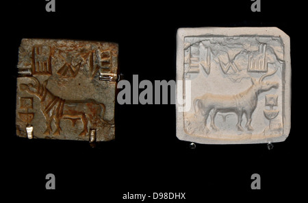Square seal, Harappa, Sind, about 2000 BC. Glazed steatite. Indus seals ...