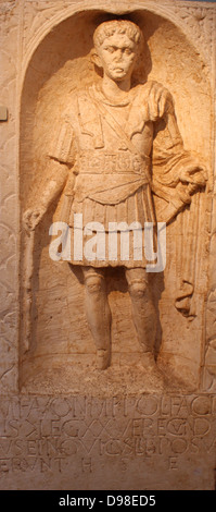 Tombstone of centurion M Favonius Facilis from Colchester, AD 43-50. He ...