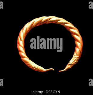 Roman Period. Spirally twisted tubular armlet with one duck-head ...