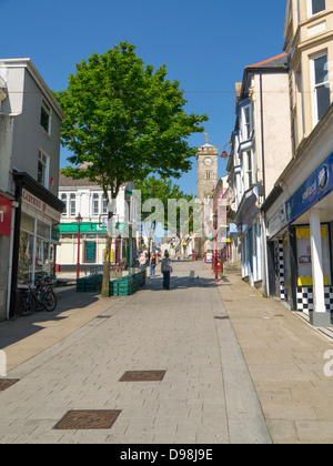 Fore Street in Redruth Cornwall UK. A busy shopping area in this small ...