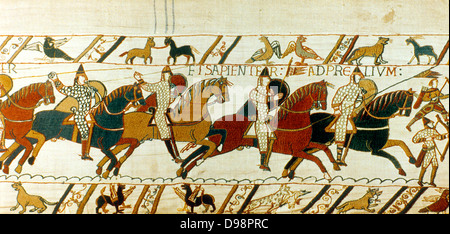 Bayeux Tapestry 1067. Battle of Hastings, 14 October 1066. Anglo-Saxon ...