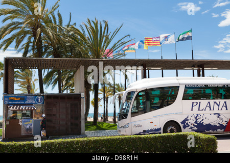 Plana buses at beach front bus station at Salou Stock Photo - Alamy
