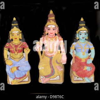 The Hindu Trinity (Trimurti): left to right; Brahma, Vishnu and Shiva ...