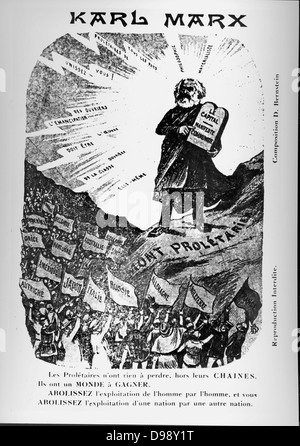 19th century French illustration depicting Karl Marx depicted as Moses ...