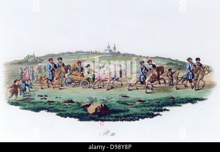 Russian Manners and Customs', 1821. Coloured lithograph. Peasant ...