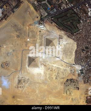 Satellite view of the Pyramids of Giza, Egypt. Credit NASA Stock Photo ...