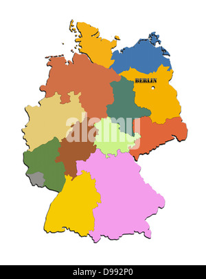 Germany in red on model of political globe with transparent oceans. 3D ...