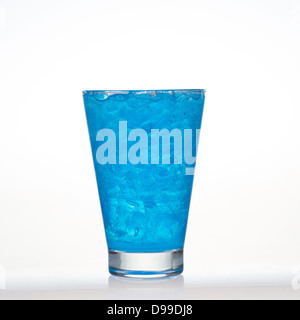 Blueberry flavor aerated soft drinks whit ice in glass isolated on ...