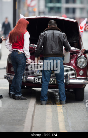 classic, car, breakdown, broken, down, break, old, car, at, roadside ...